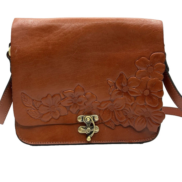 Patricia Nash | Bags | Patricia Nash Cecina Flap Tooled Flower Brown ...